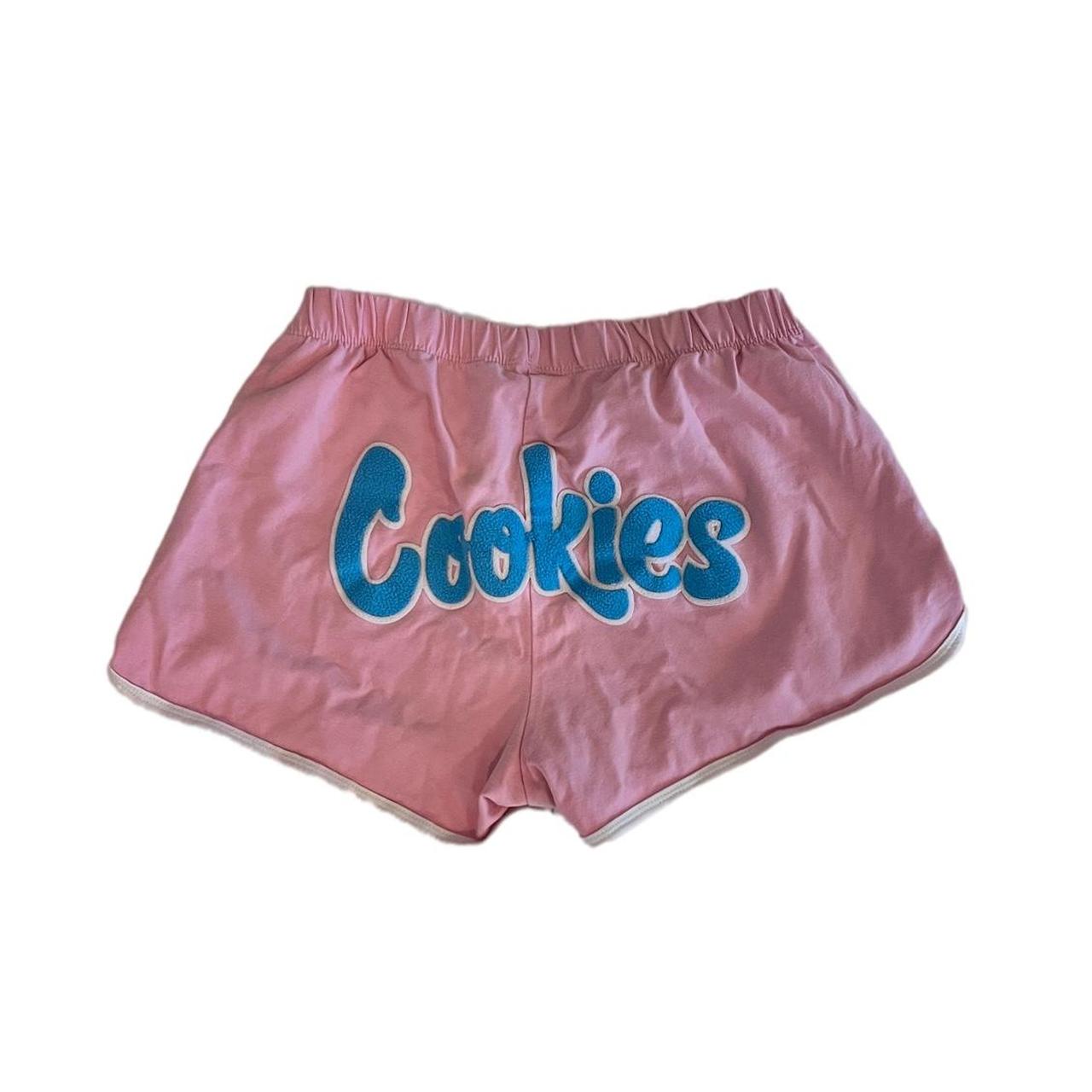 Small Pink/white/blue Custom designed Cookies shorts - Depop