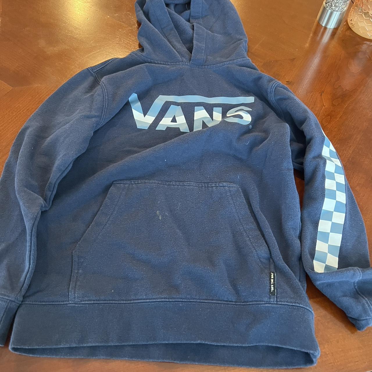 Vans blue hoodie fair conditon #hoodie #vans #clothes - Depop