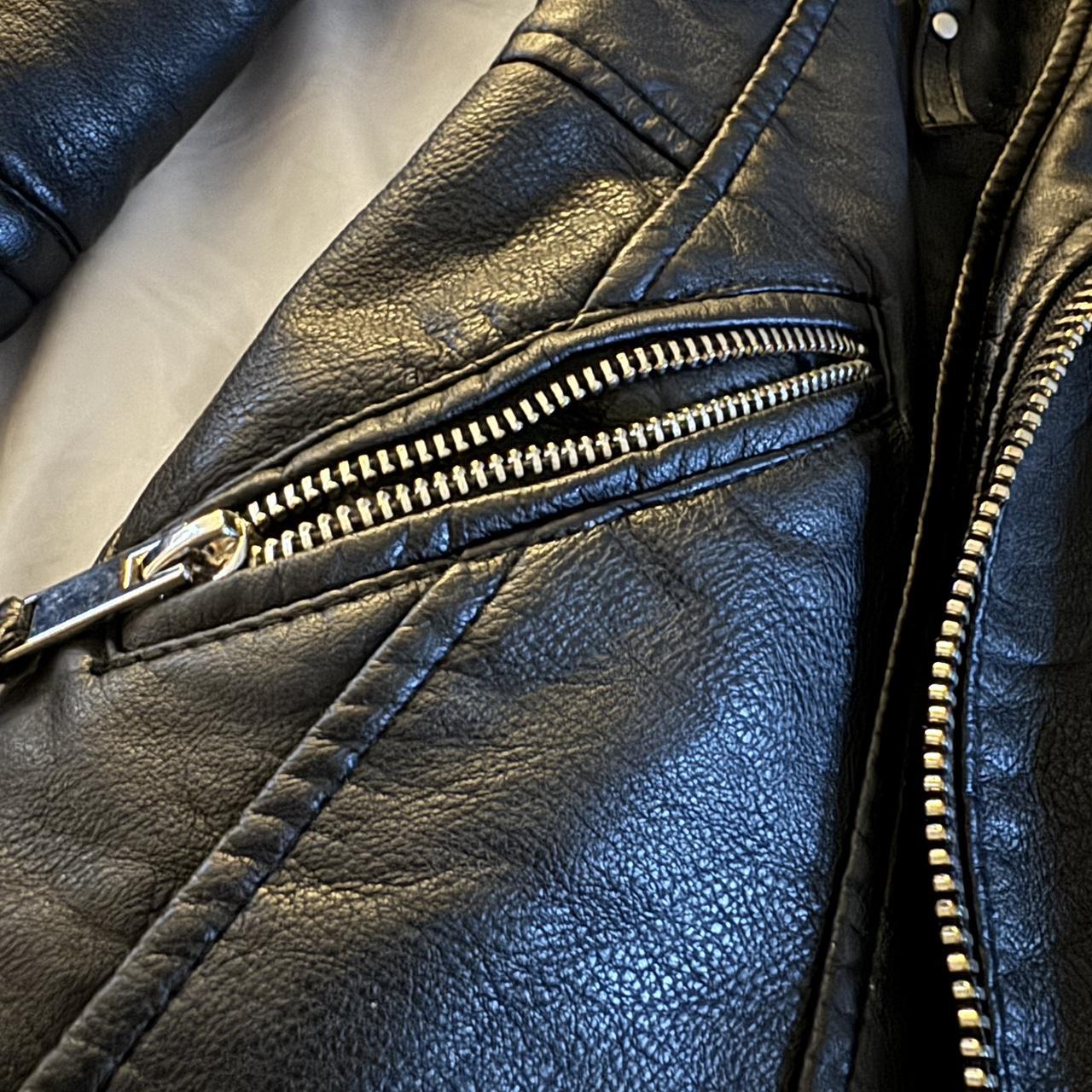 Warehouse leather jacket Worn on the neck,... - Depop