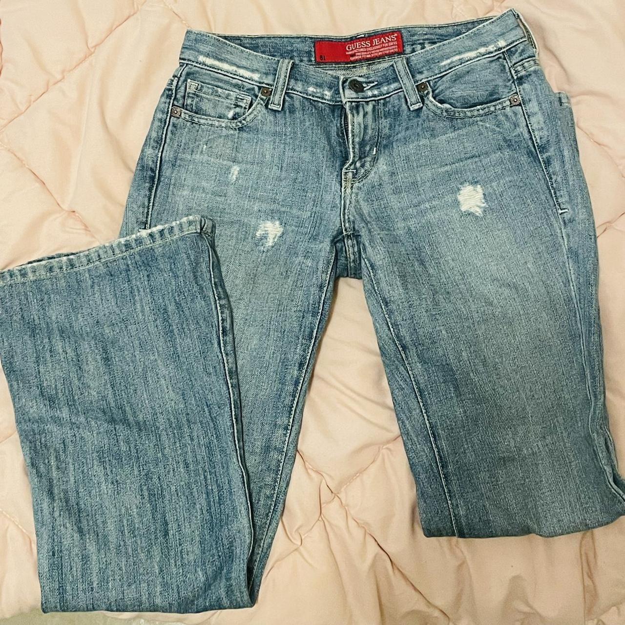 vintage Guess ripped jeans, bootcut low waist - Depop