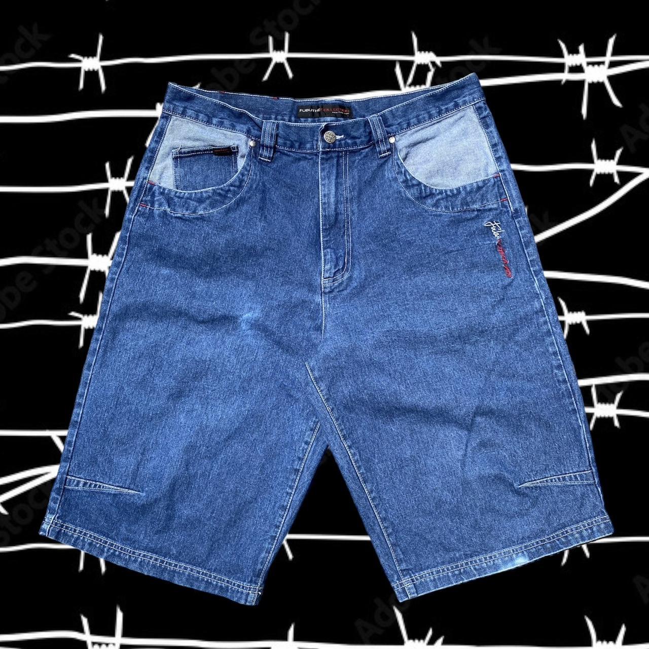 FUBU Men's Blue and White Shorts | Depop