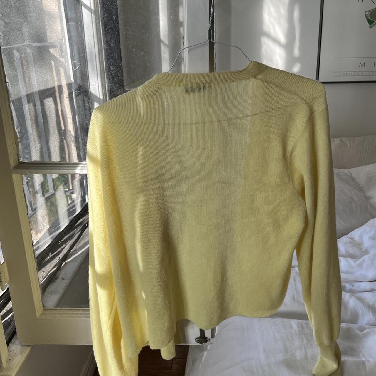 vintage yellow cardigan sharpie on tag/collar. not... - Depop