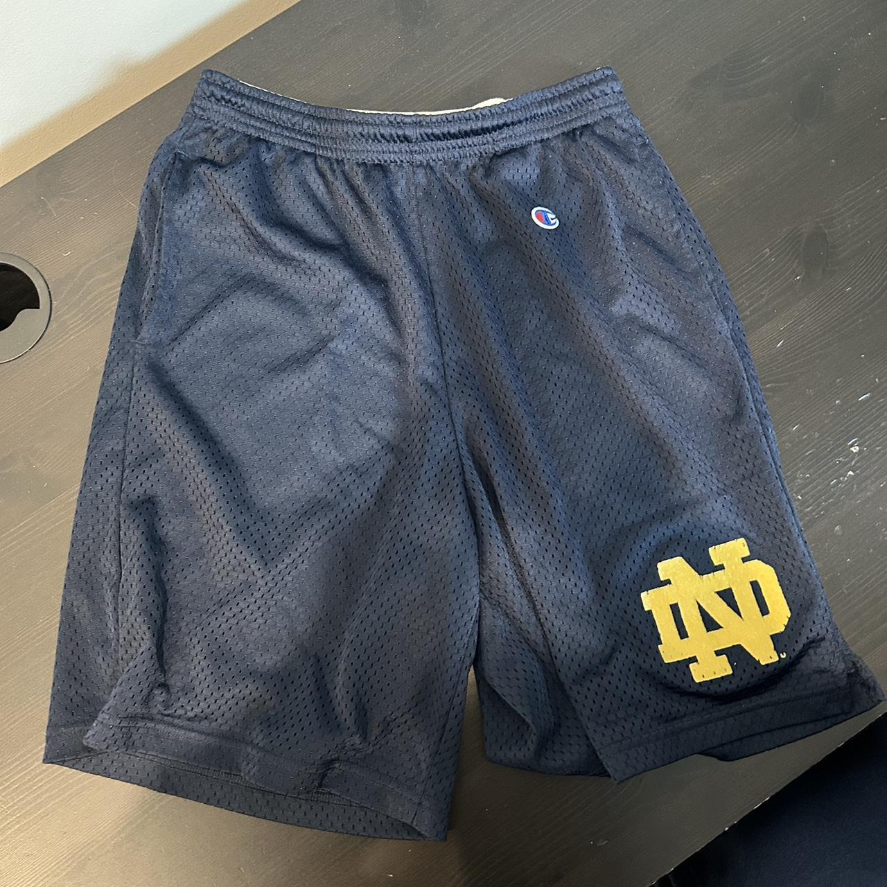Notre Dame champion navy mesh shorts - Depop