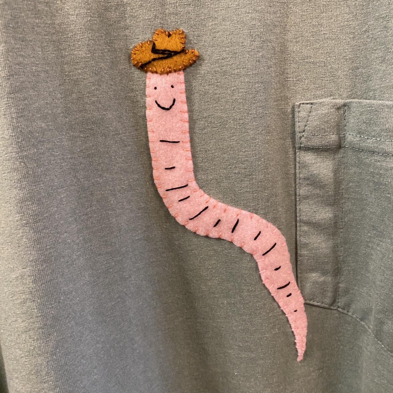 Cowboy worm appliqué shirt! It is a Large Tall by a... - Depop