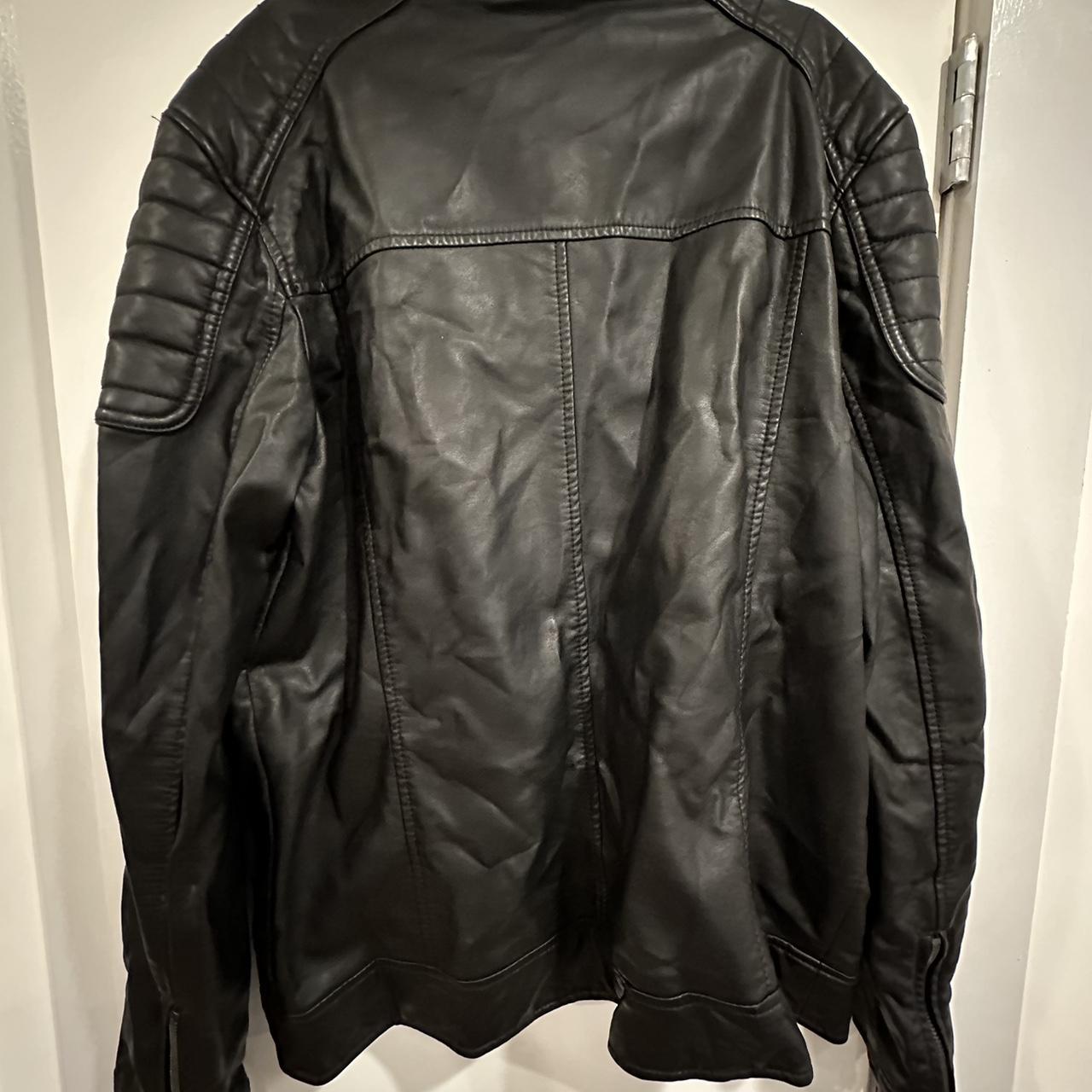 Black Rivet Leather Jacket - Men’s, Medium Lightly... - Depop