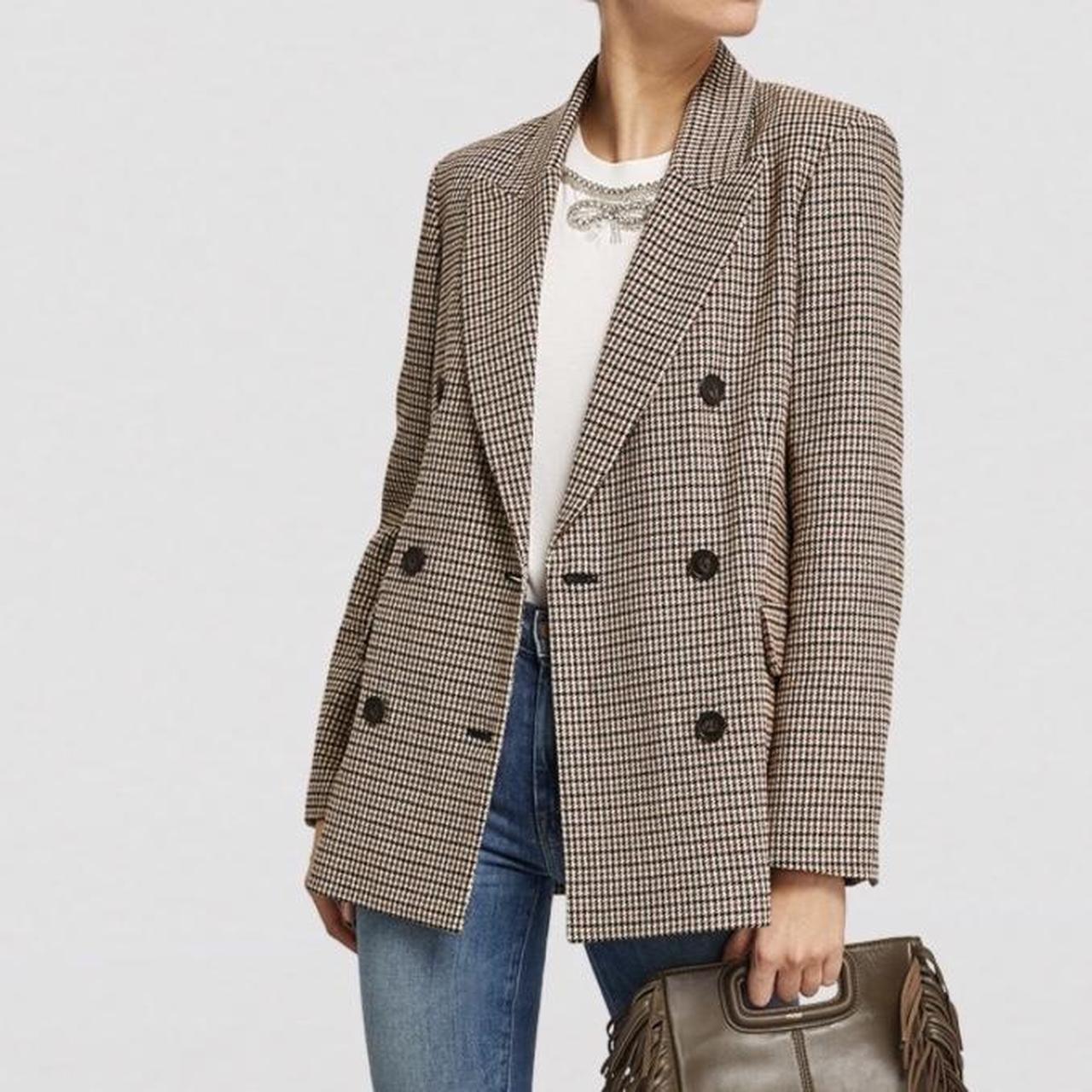 Maje brown check blazer Size 8 - Depop