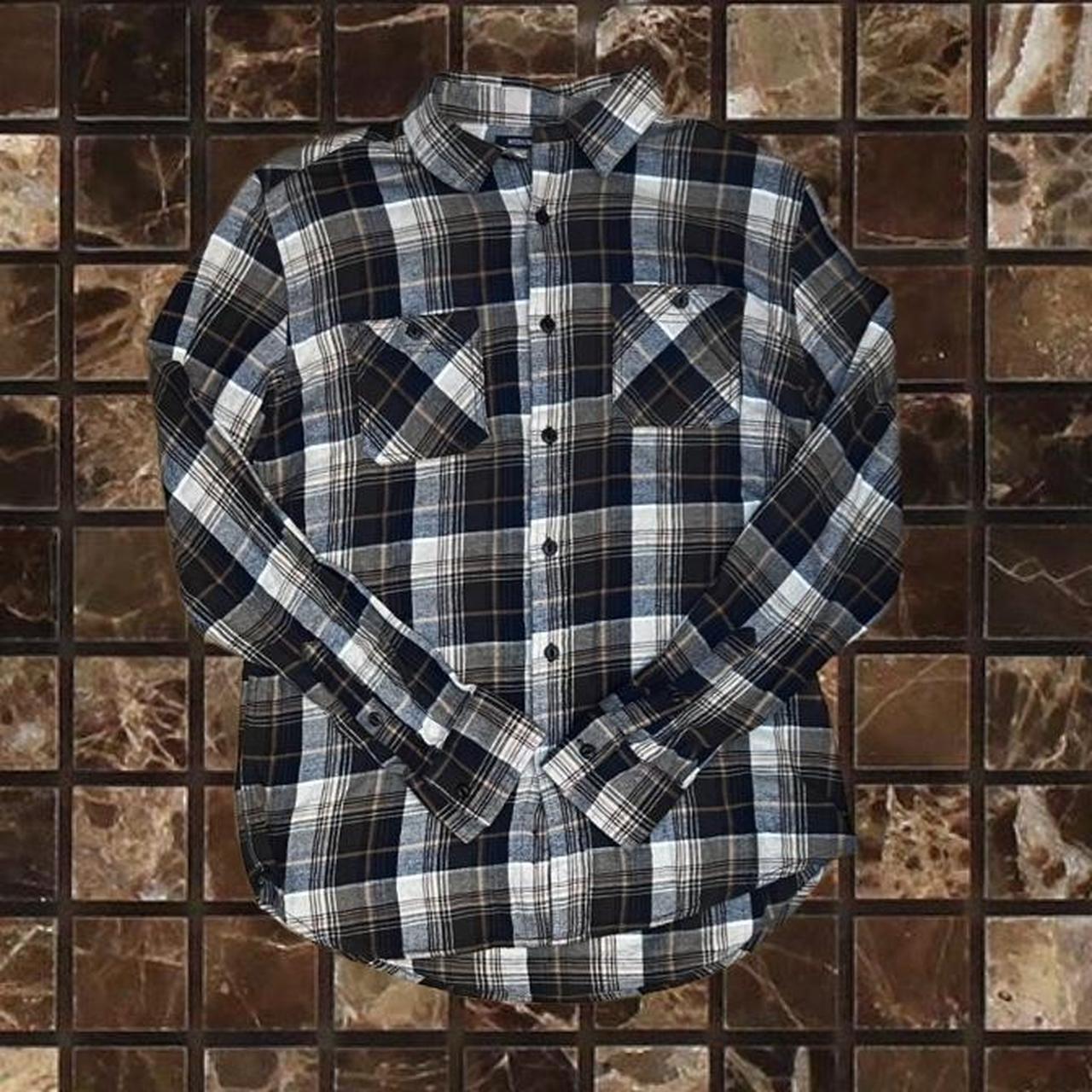 Brown, tan, n blue button up flannel - Depop