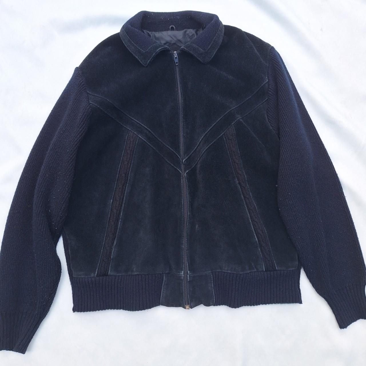 Black Suede Collared Jacket Medium-weight black... - Depop