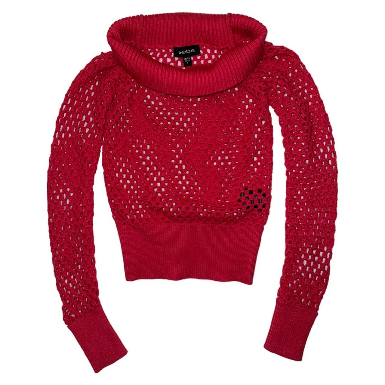 red bebe crochet/knit sweater - size: small - in... - Depop