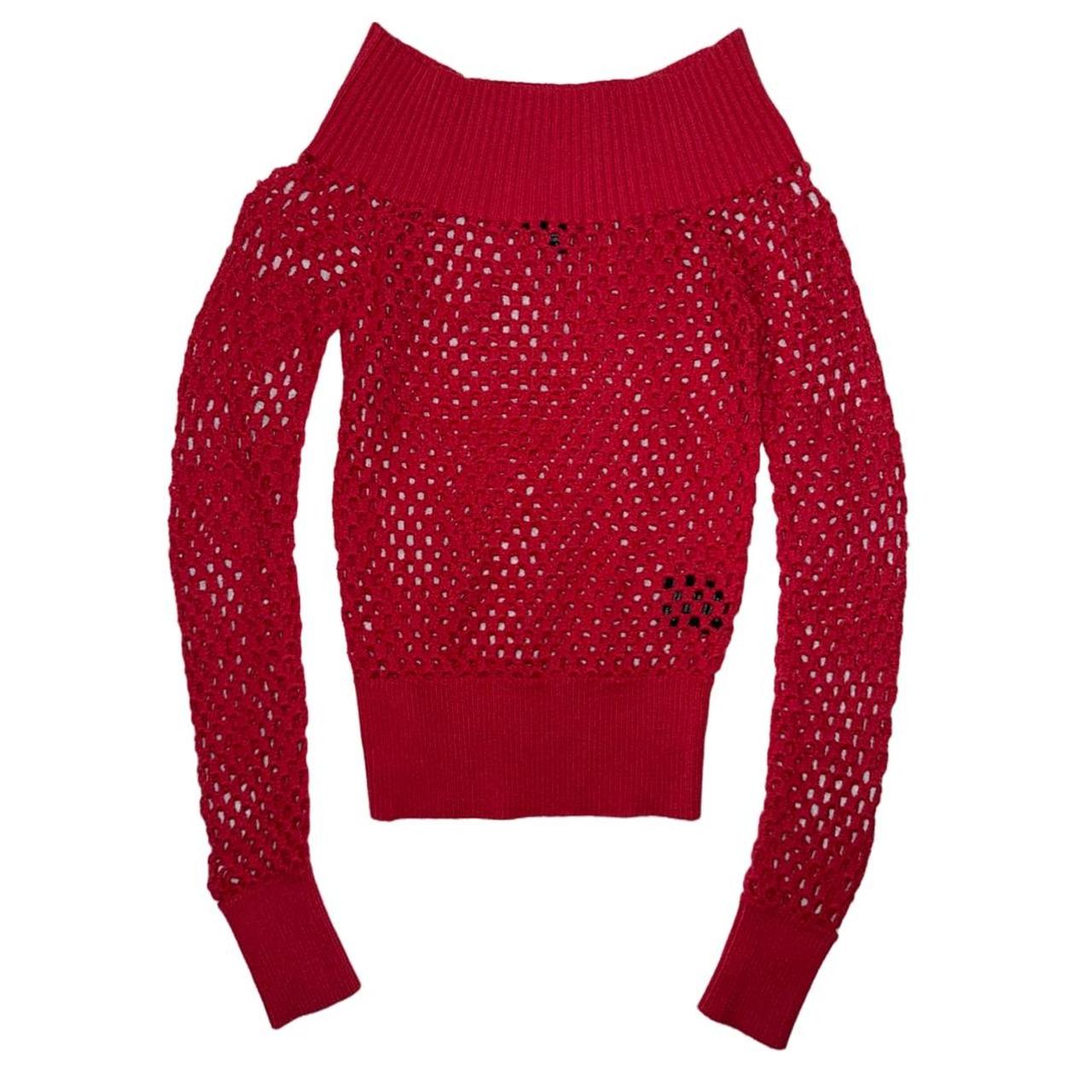 red bebe crochet/knit sweater - size: small - in... - Depop