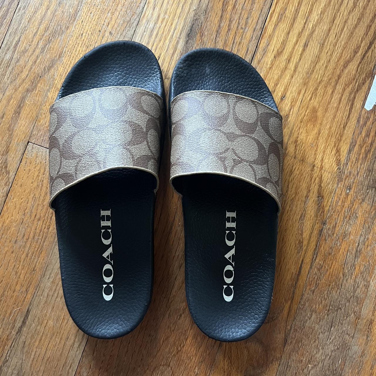 Coach slides. Size 8. Stickers still on bottom! - Depop