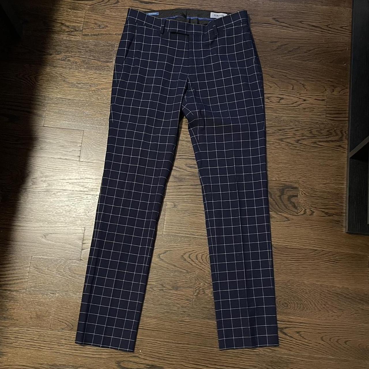 Kenneth Cole Men's Navy and White Trousers | Depop