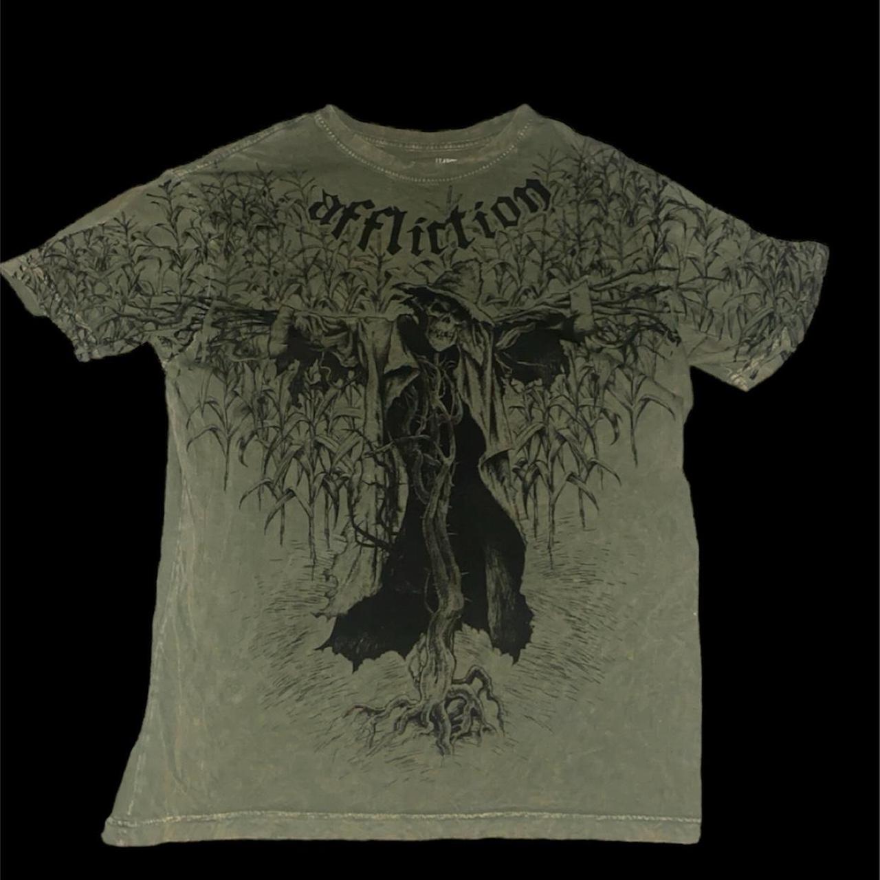 green affliction x korn scarecrow shirt no flaws... - Depop
