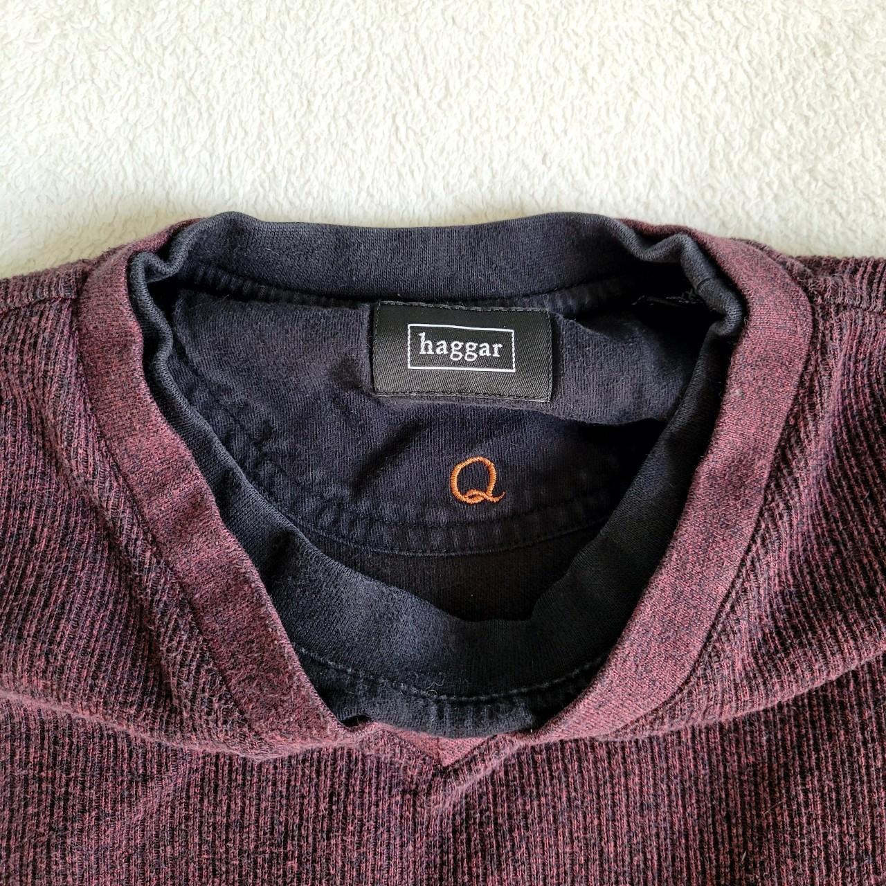 Men's Haggar V-neck maroon long-sleeve sweater. Warm... - Depop