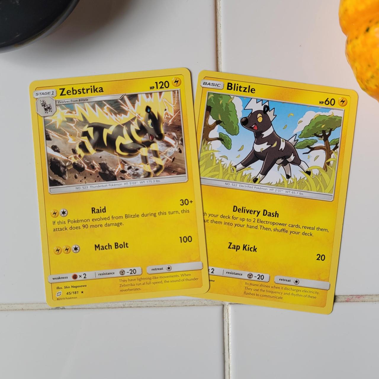 Basic Blitzle and Stage 1 Zebstrika trading Pokémon... - Depop