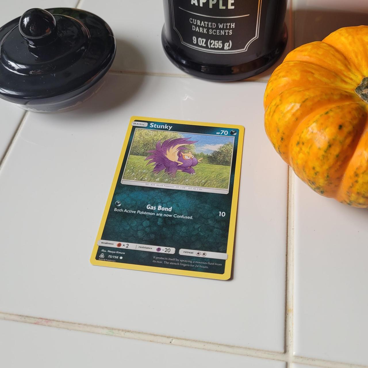 Basic Stunky trading Pokémon card 2018. Type:... - Depop