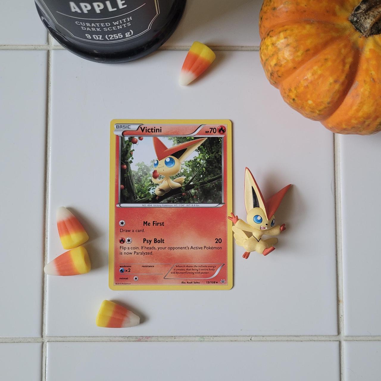 Basic Victini Trading Pokémon Card 2015 and Victini... - Depop