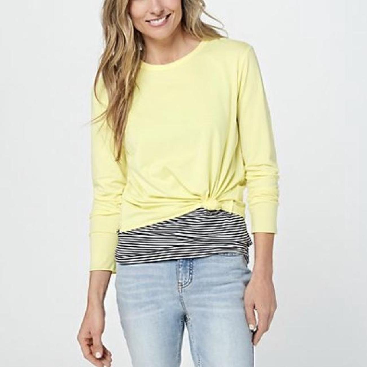 Candace Cameron Bure Women's Size 3X Yellow Raw Edge... - Depop