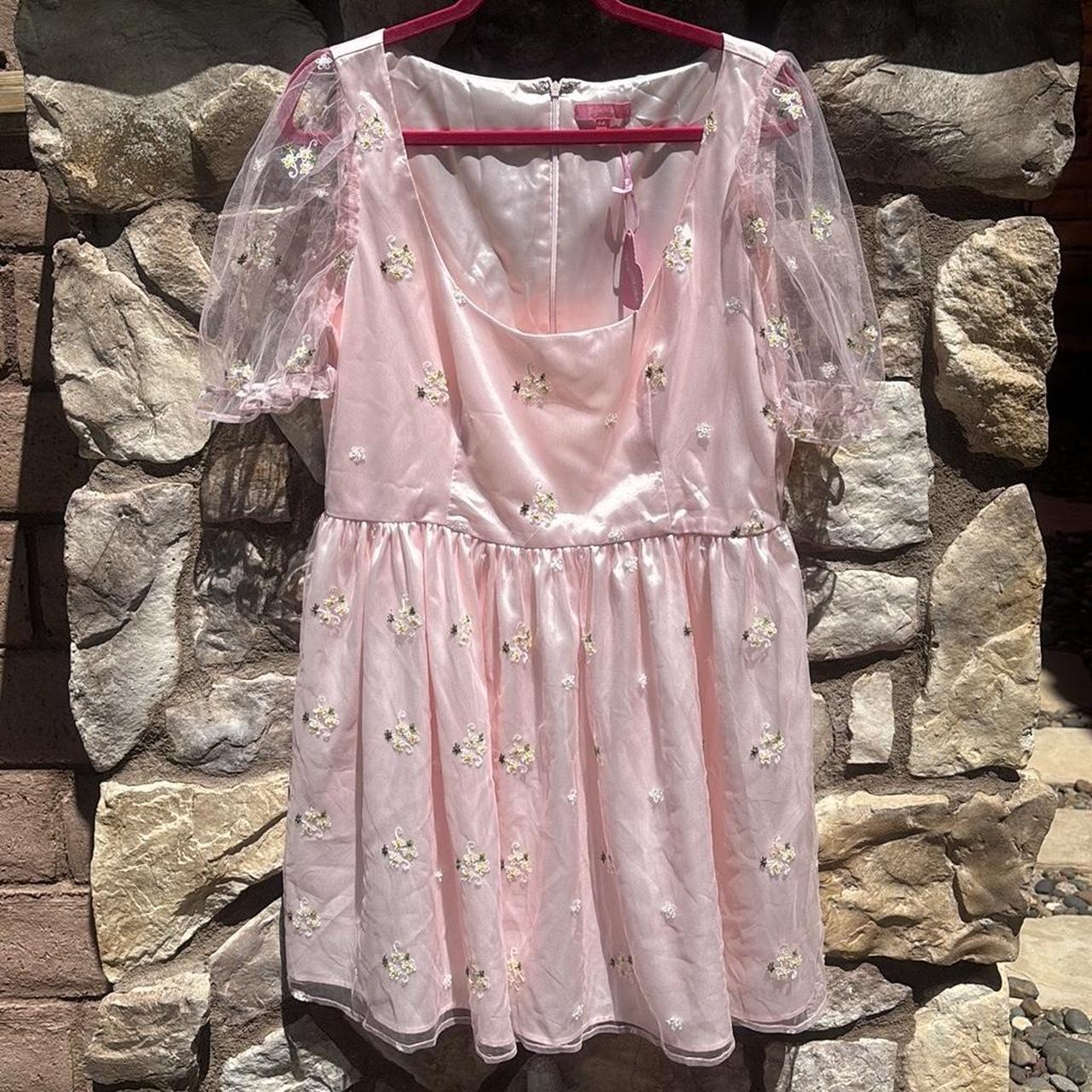Dolls Kill Sugar Thrillz Babydoll Pink Floral Mini... - Depop