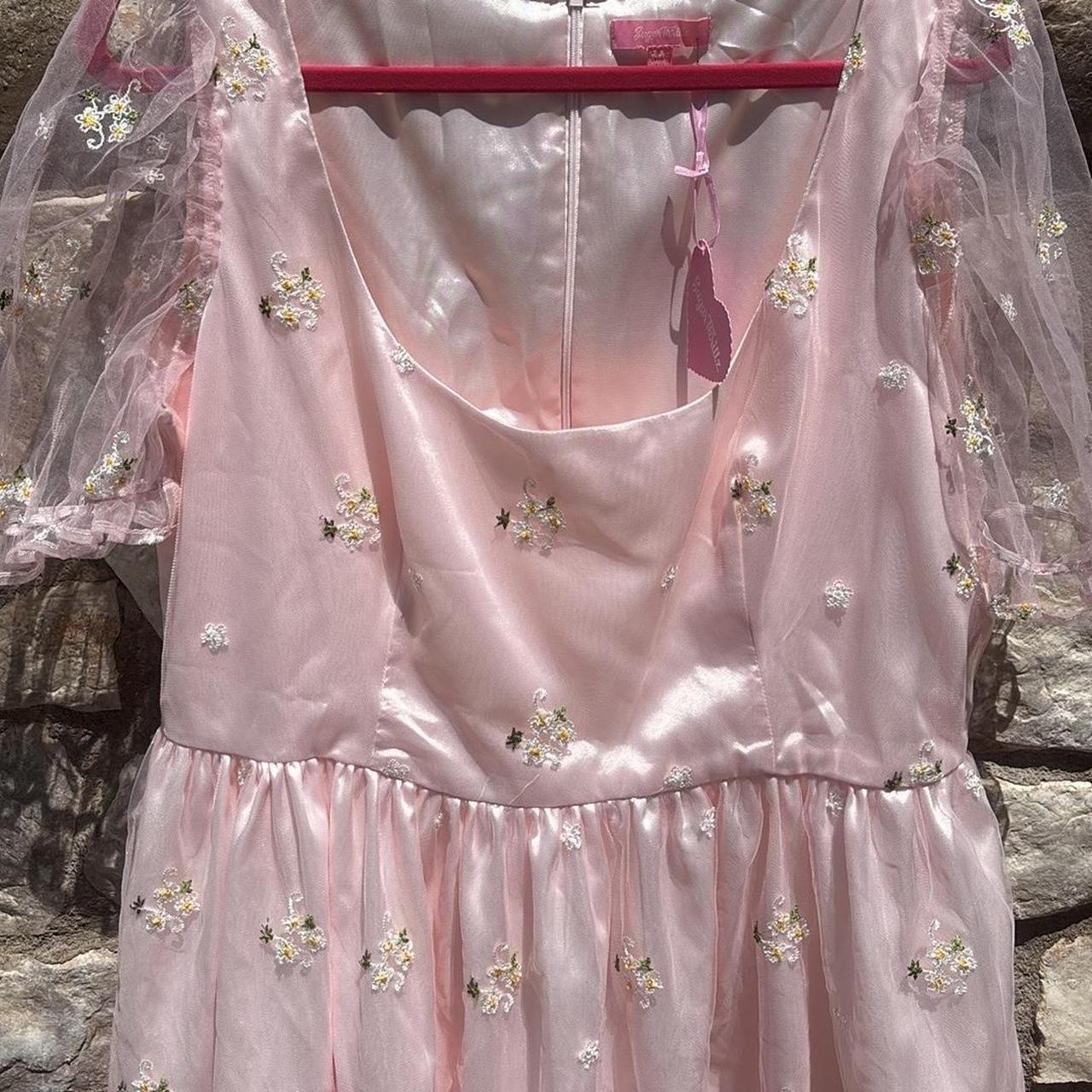 Dolls Kill Sugar Thrillz Babydoll Pink Floral Mini... - Depop