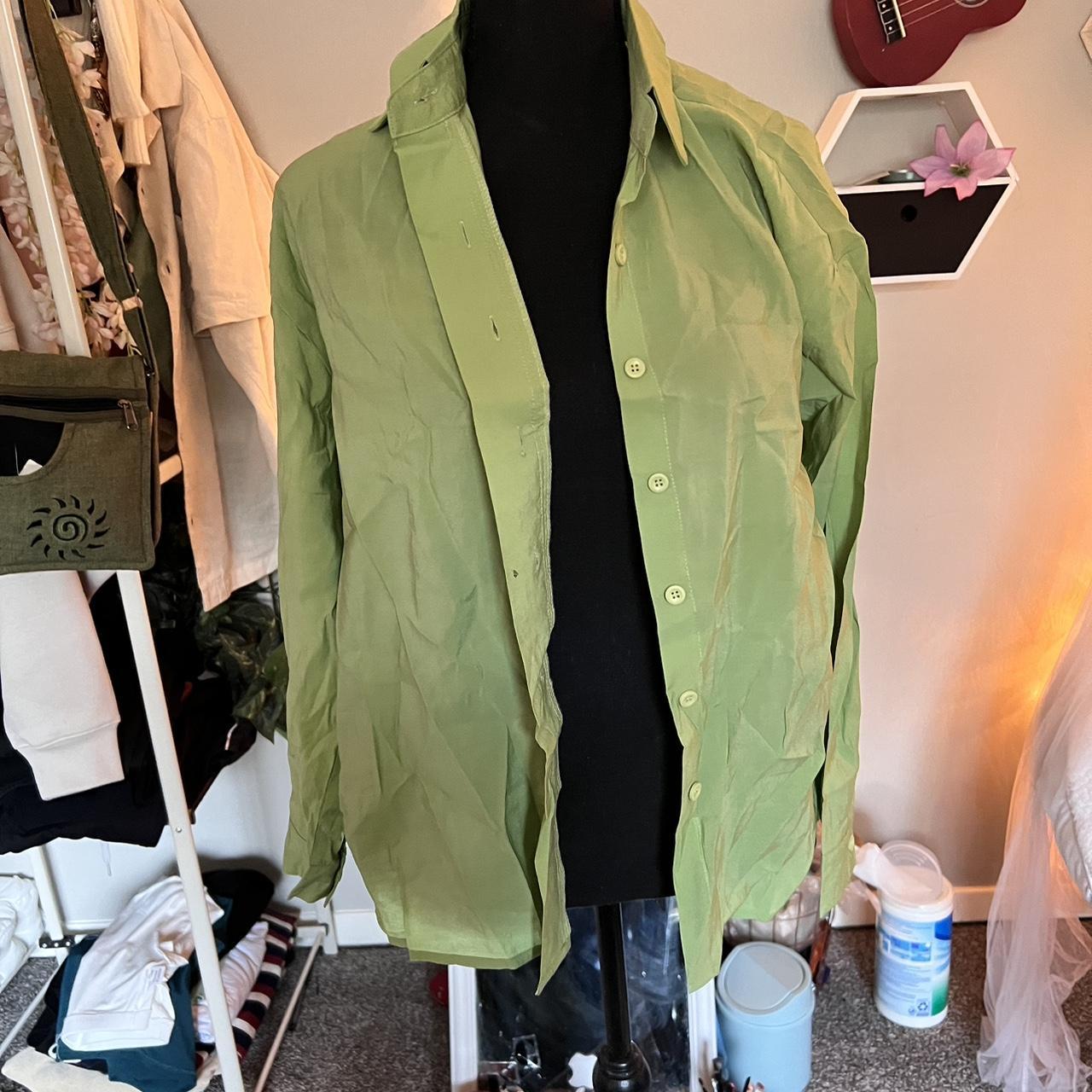 Cute oversized green button up long sleeve. - Depop