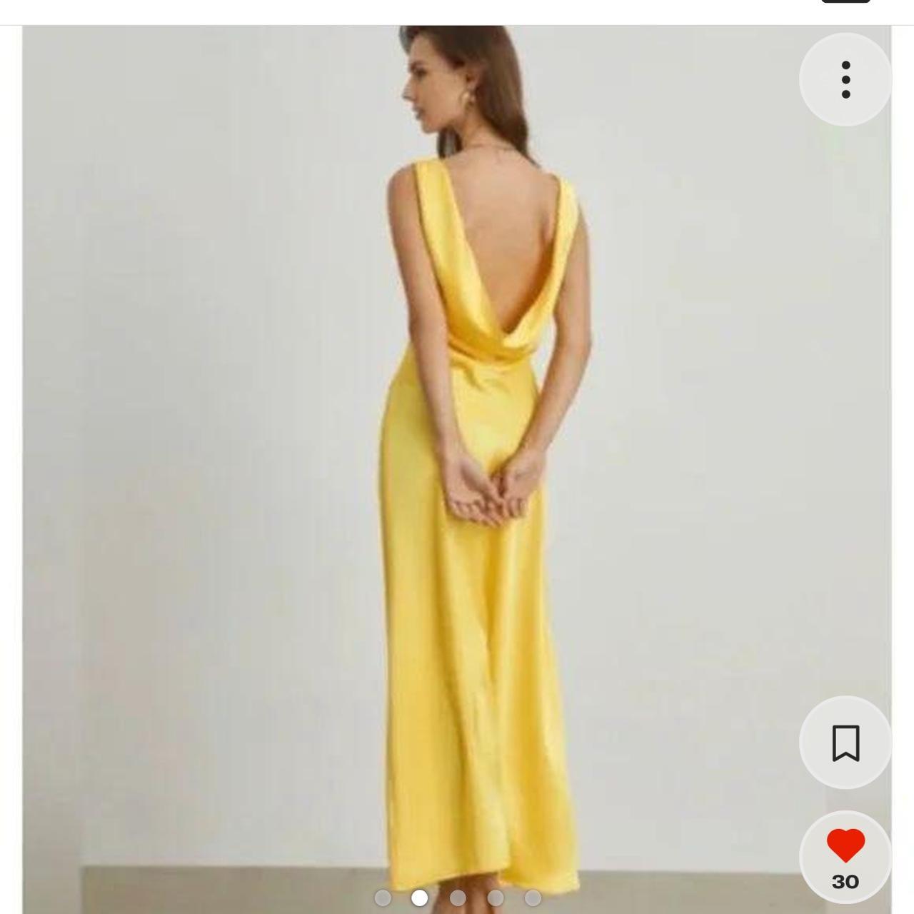 repop! commense yellow cowl back maxi dress! very... | Depop