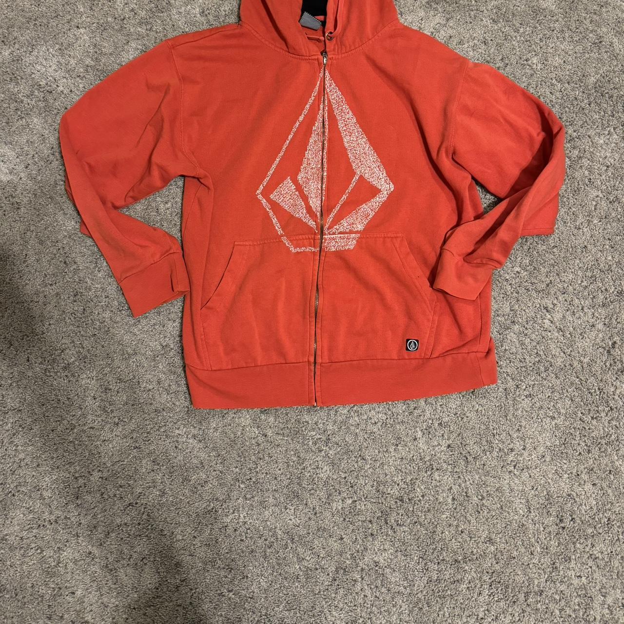 Very nice red volcom zip up hoodie! | Depop