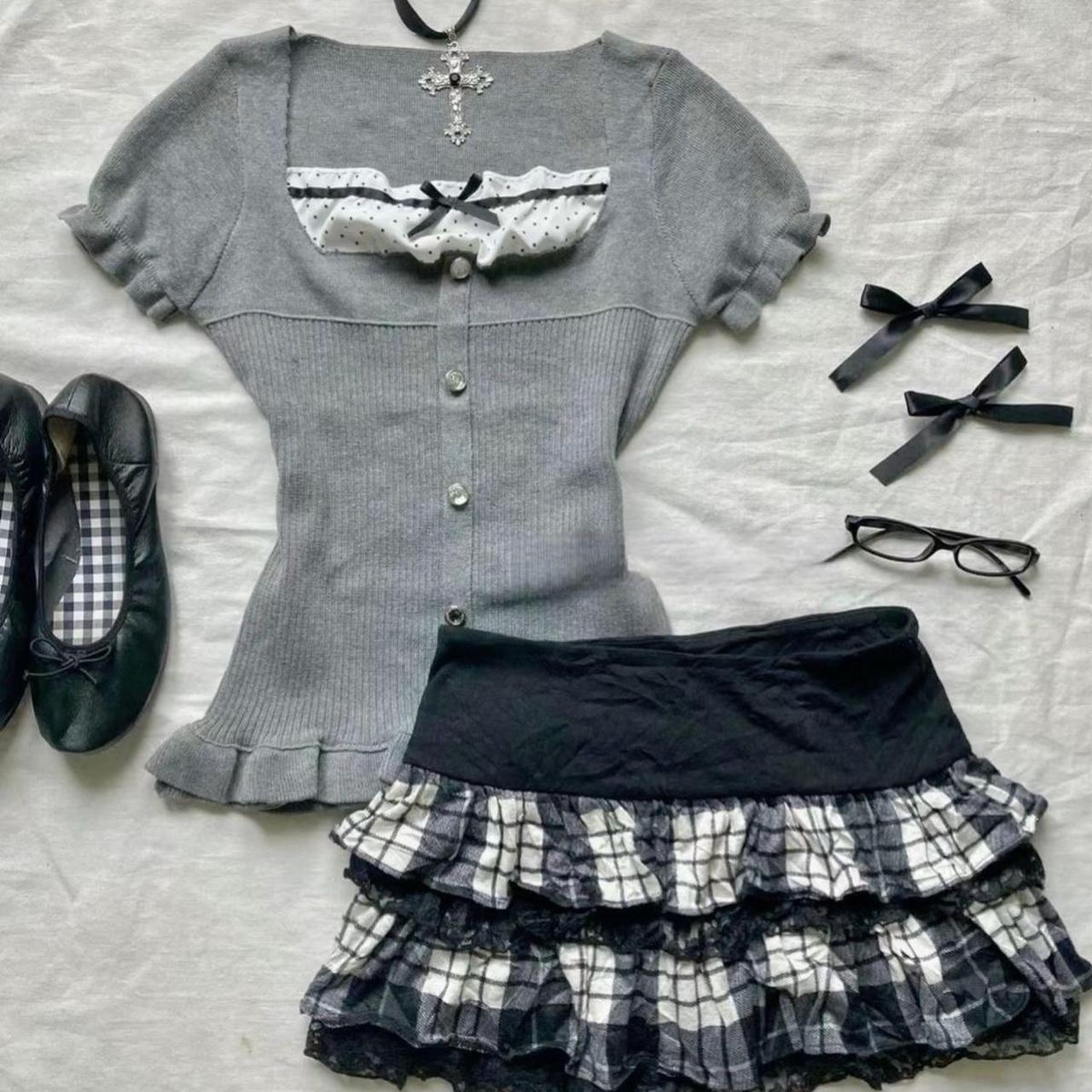 ʚ♡ɞ˚ Grey Ruffle Blouse ˚ʚ♡ɞ˚ ♡ sourced from... - Depop