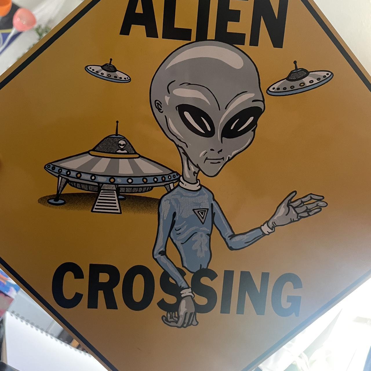 Alien crossing sign selling 4 my cousin so help him... - Depop