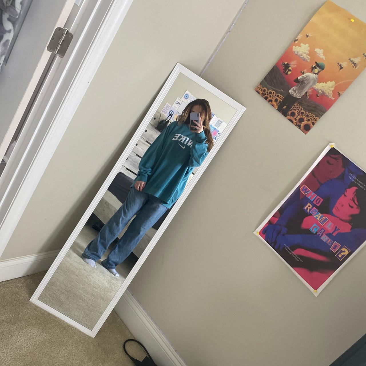 Cute cyan over sized Nike crewneck 3xl perf for a... - Depop