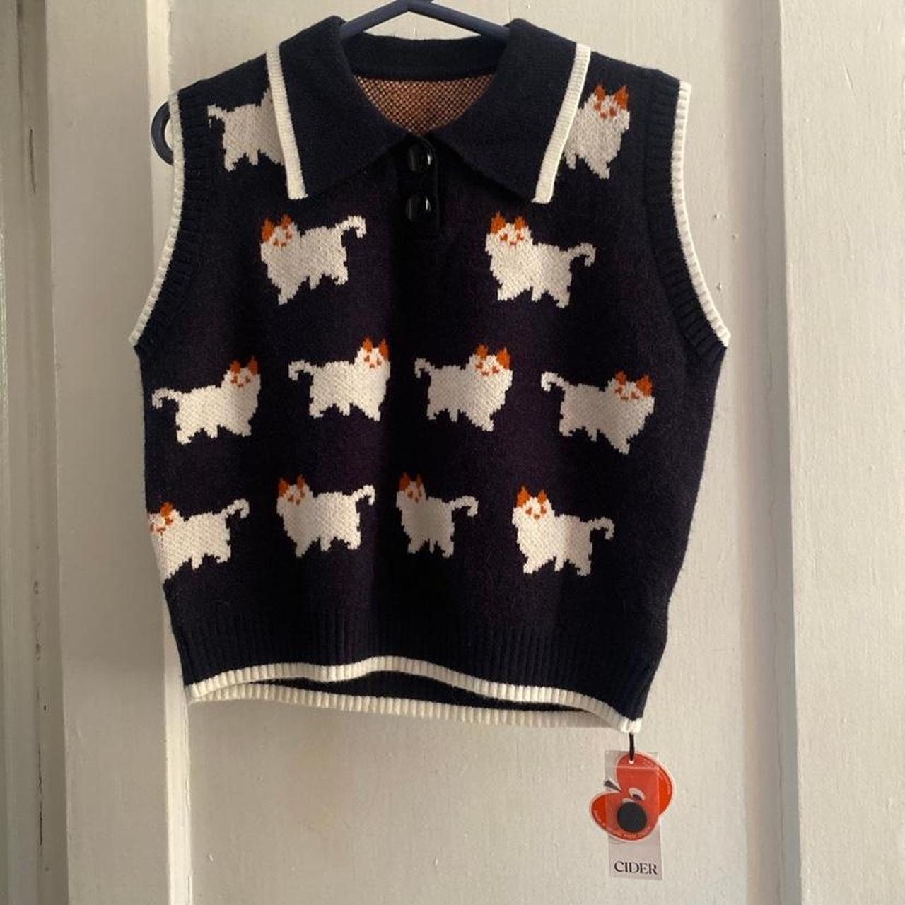 Cat Sweater Vest Polo-Medium Size medium In new... - Depop
