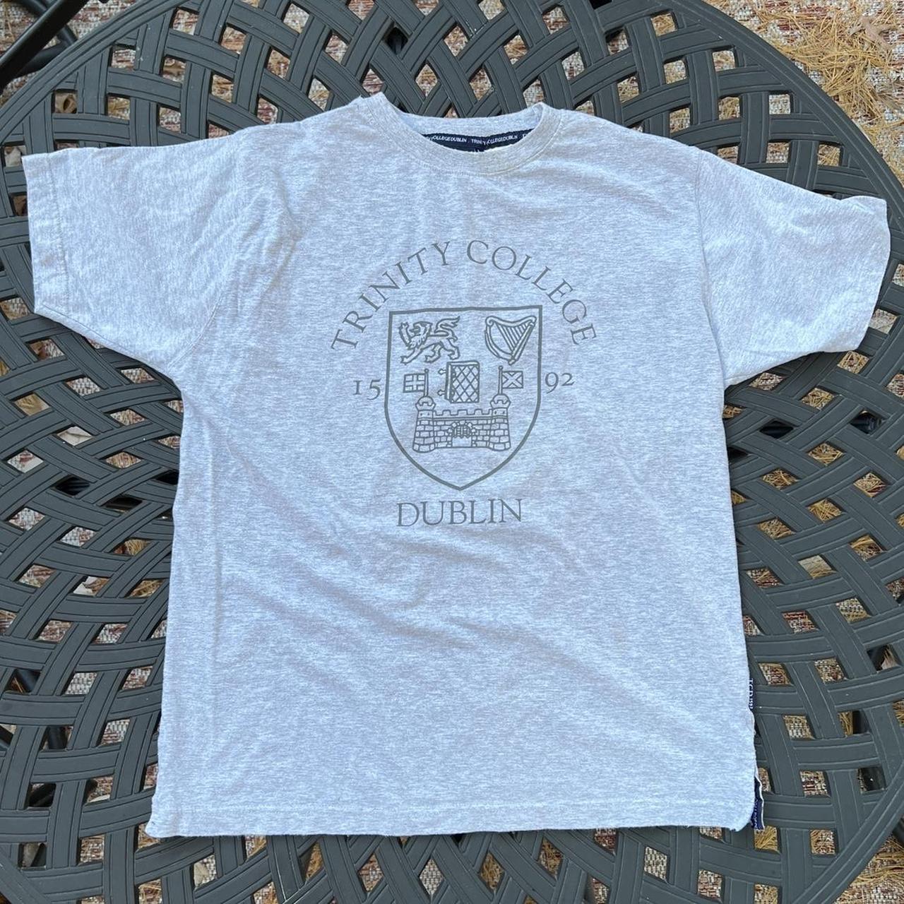 trinity college dublin heathered grey tee! has slits... - Depop
