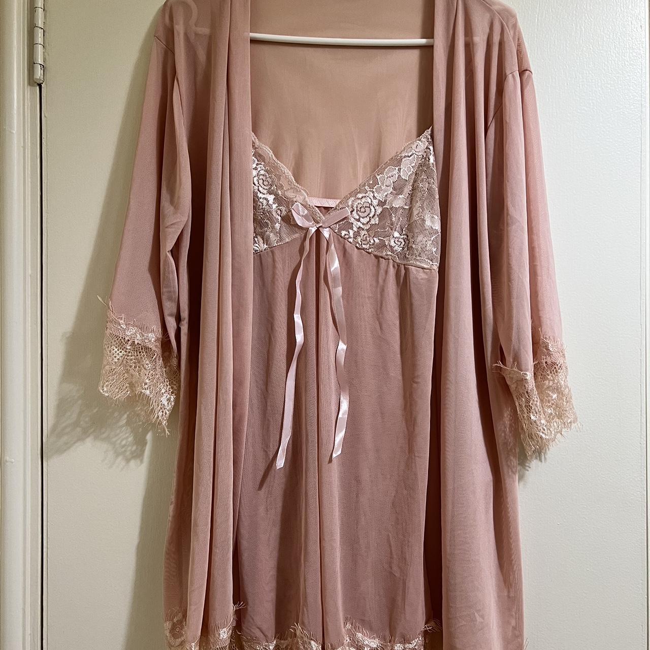 Pink Satin Night Gown. never used. #pink #nightgown... - Depop