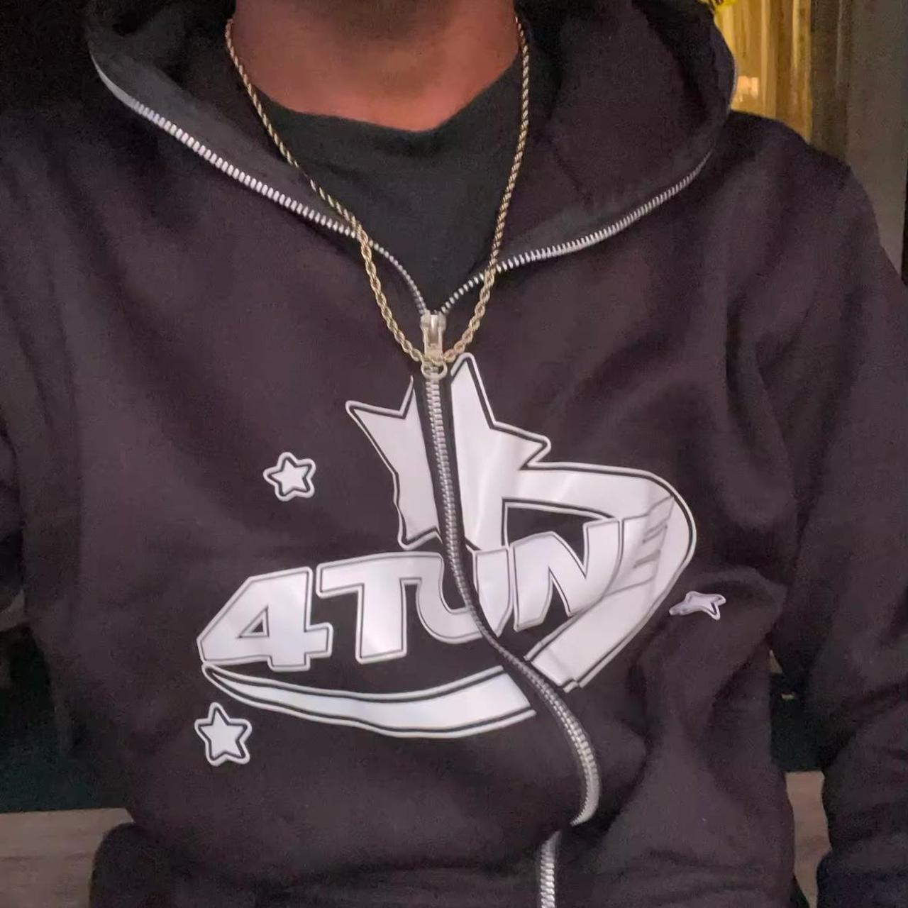 Black & white 4Tune zip-up hoodie #hoodie #y2k... | Depop