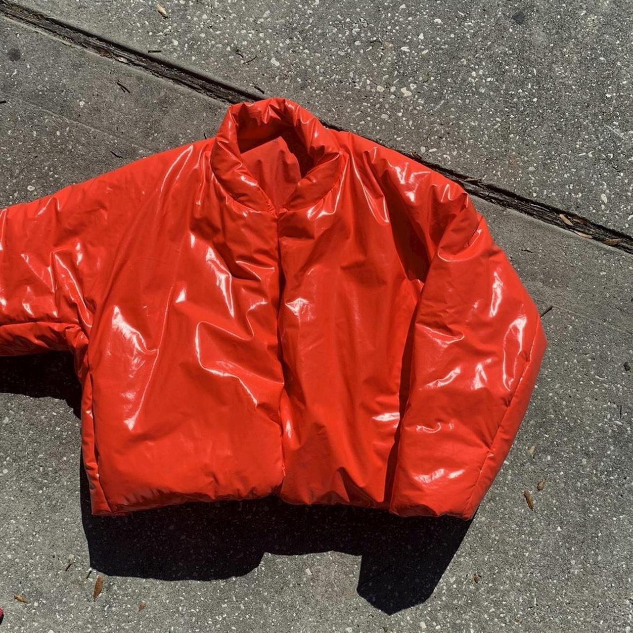 Yeezy yzy Gap red round puffer jacket X Large - Depop