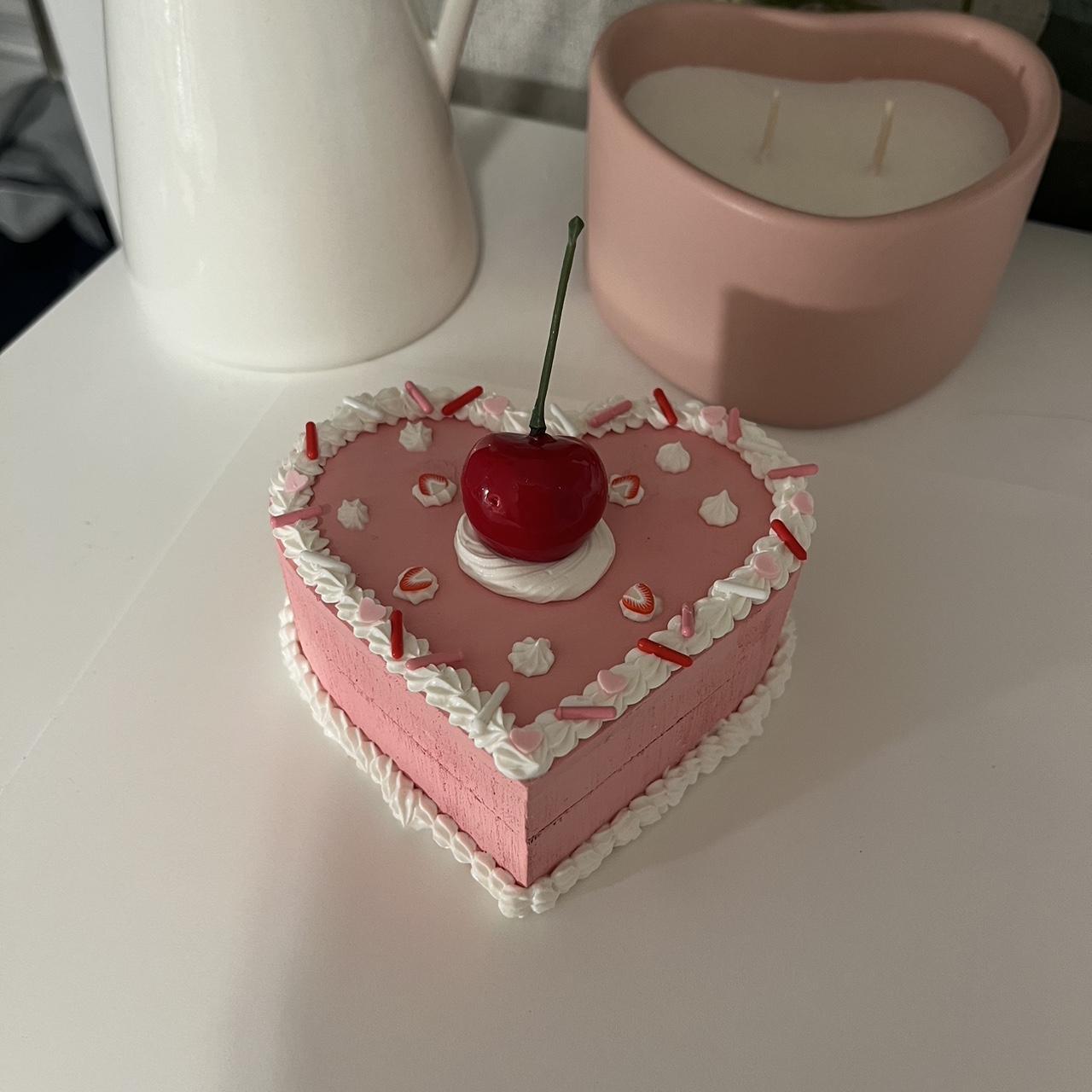 Pink Heart jewelry box! Pink color with “white... | Depop