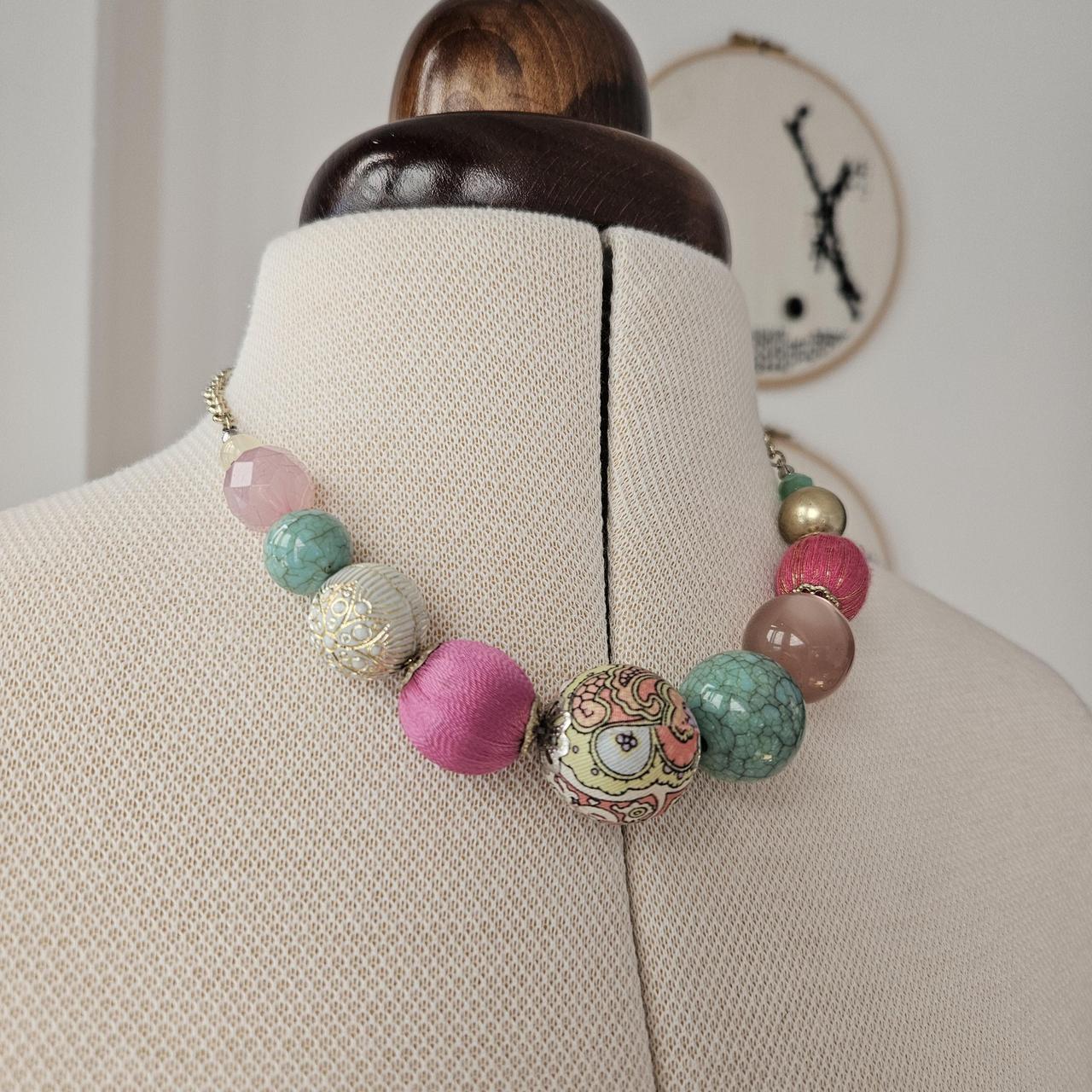 Stunning boho multi-coloured beaded necklace and... | Depop