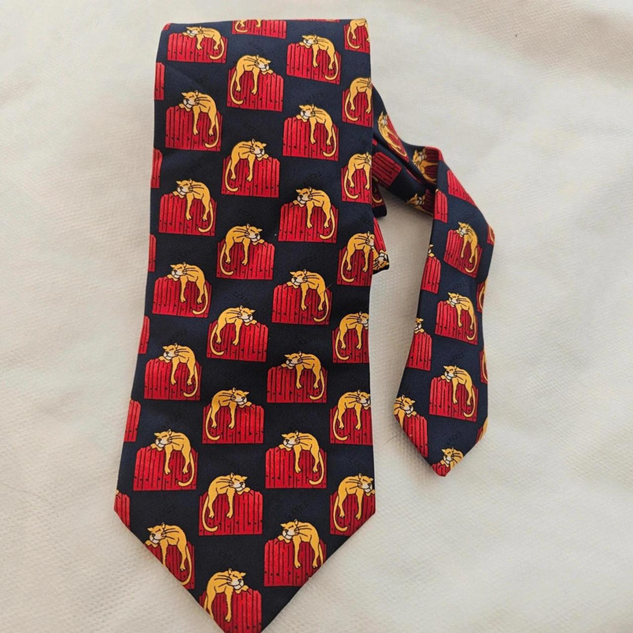 Vintage St Michael 100% silk tie Navy,red and... | Depop