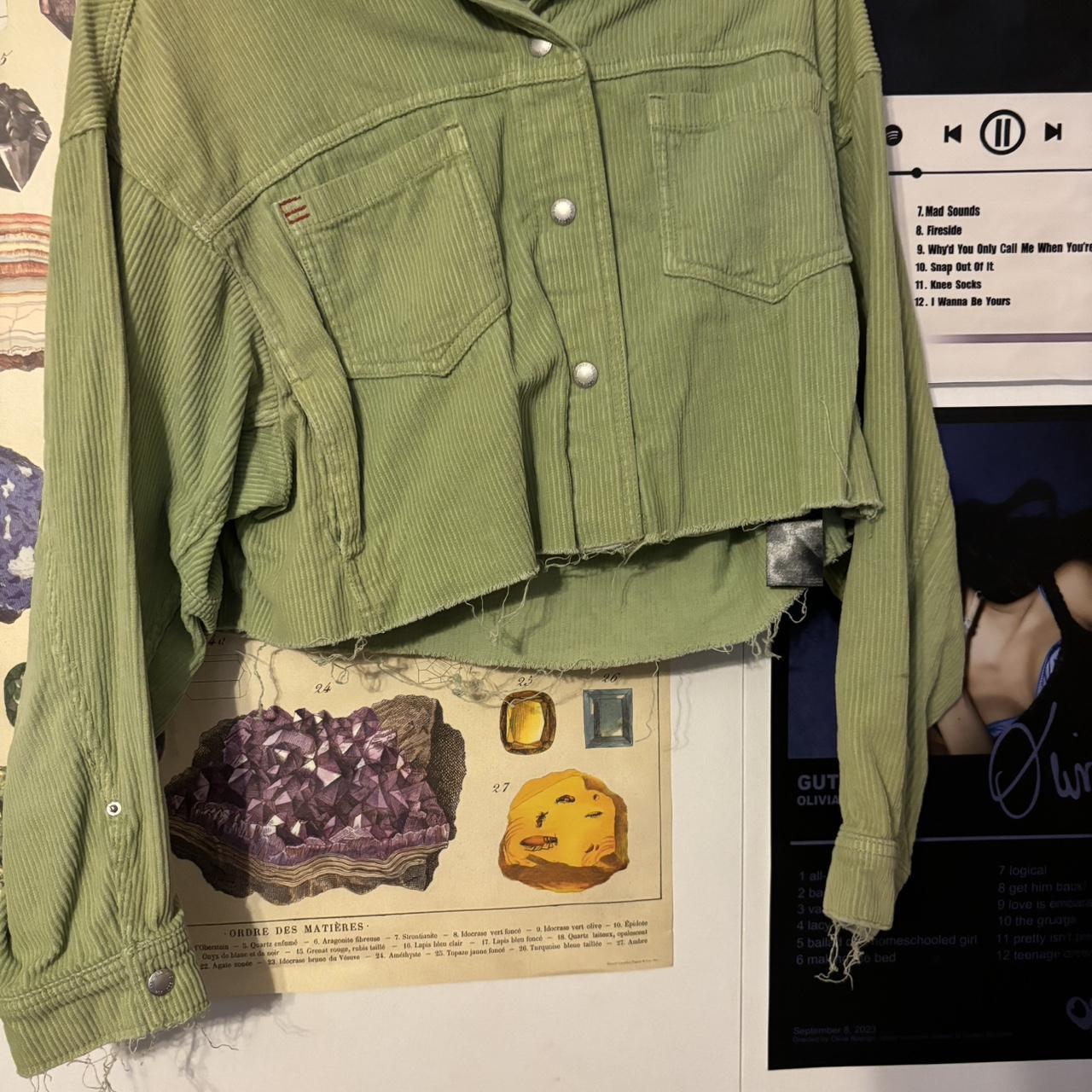 Green corduroy bdg jacket Size small Really cute and... - Depop