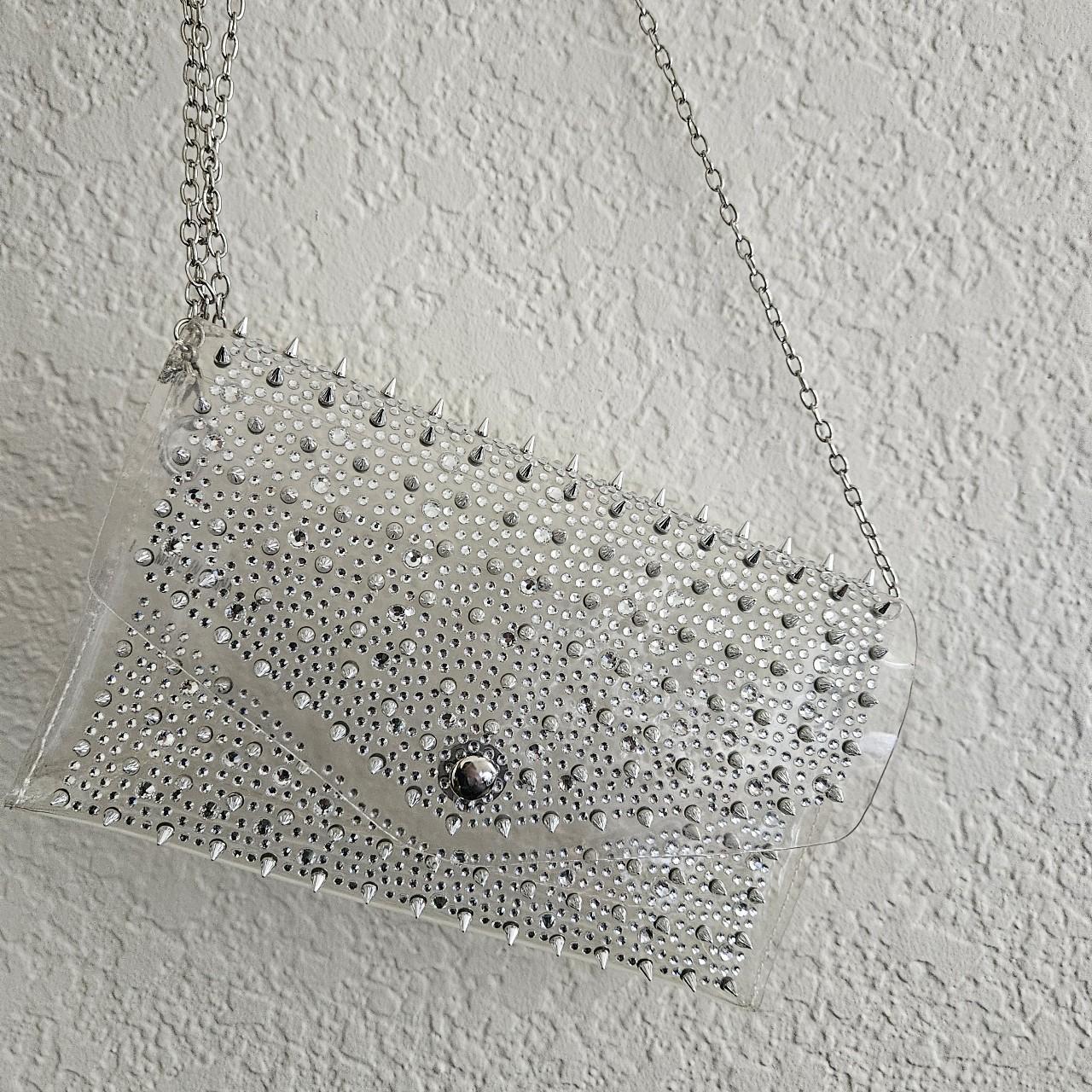 Small, clear purse with rhinestones and spikes - Depop
