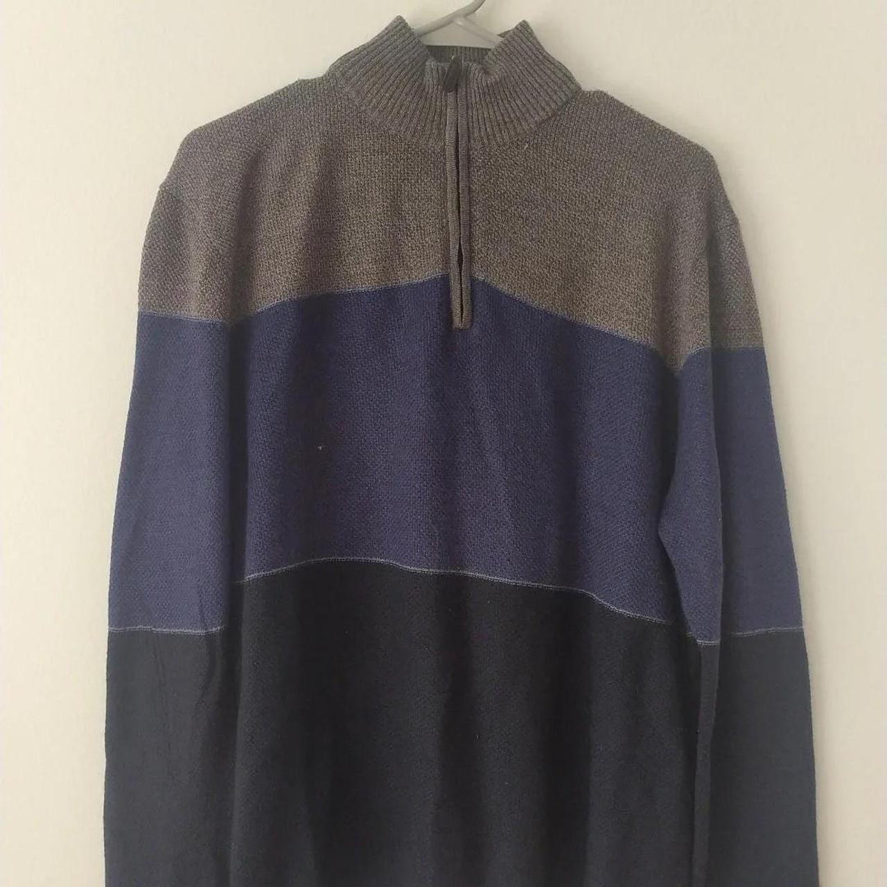 Blue + Grey Soft Jersey Top zip Dockers... - Depop