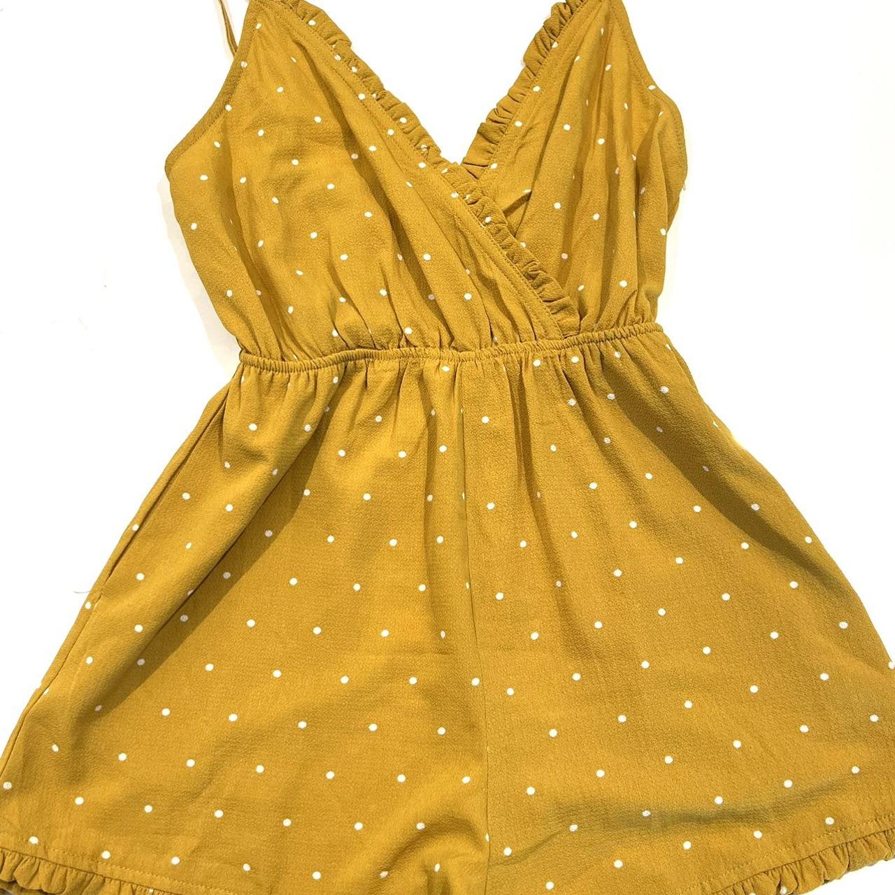Yellow polka dot playsuit With pockets Adjustable... - Depop
