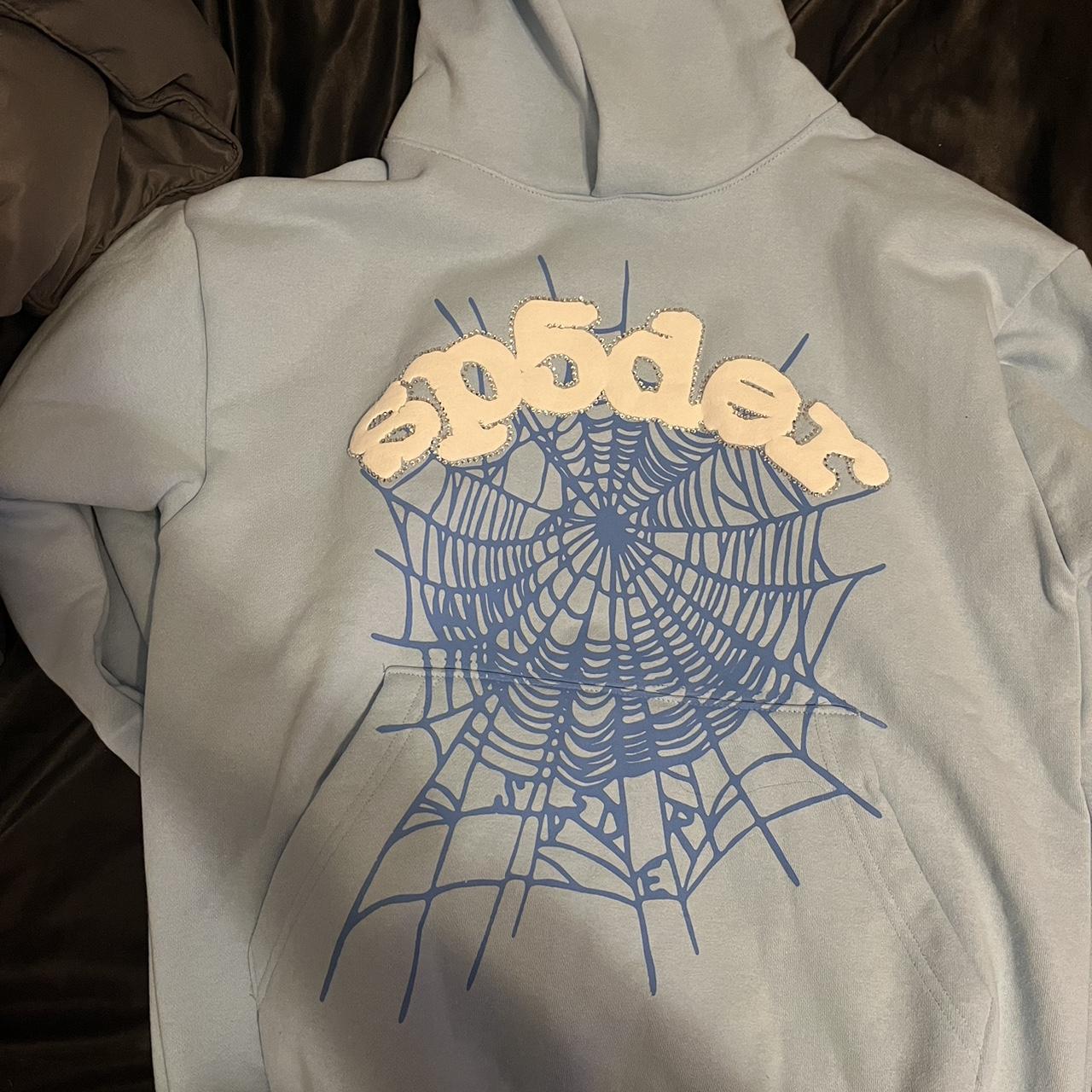 blue sp5der hoodie worn... - Depop