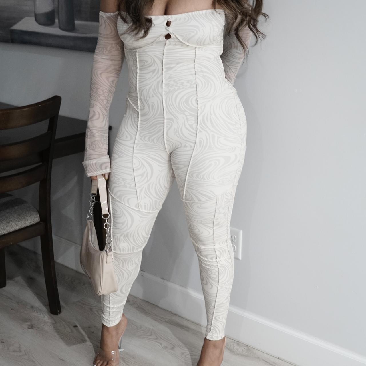 Bad Society Club Jumpsuit Off the shoulder printed... - Depop