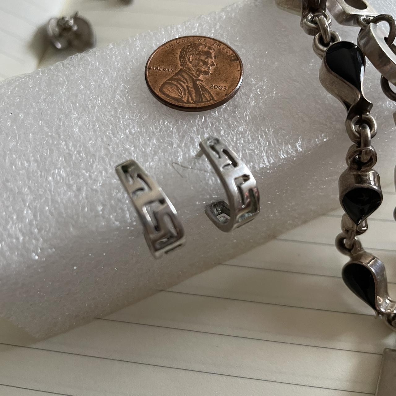 Sterling silver Greek key hoop earrings 925 To the... | Depop