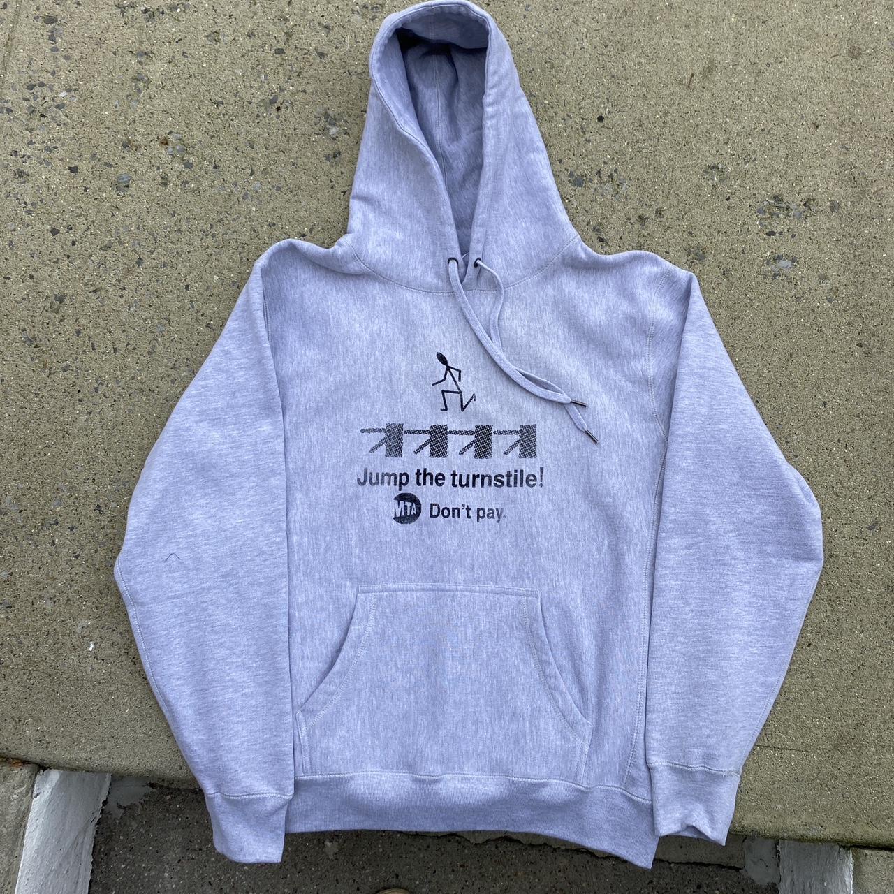 why pay? jump the turnstile screen printed hoodie -... - Depop