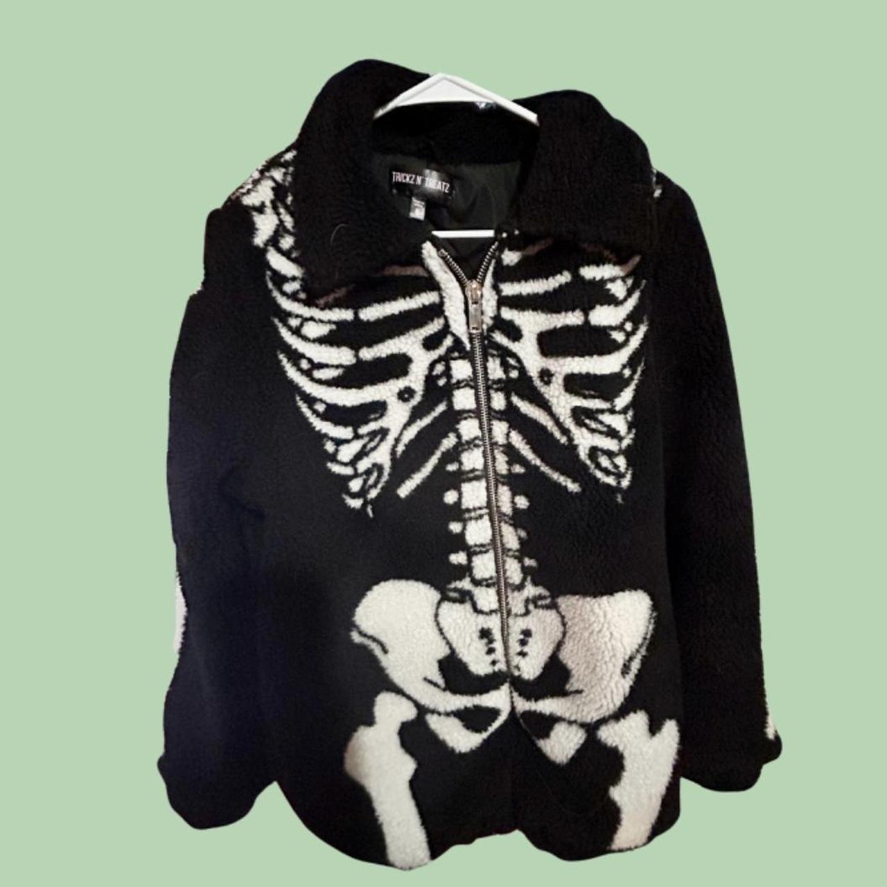 Dolls Kill oversized Skeleton fluffy winter coat... - Depop