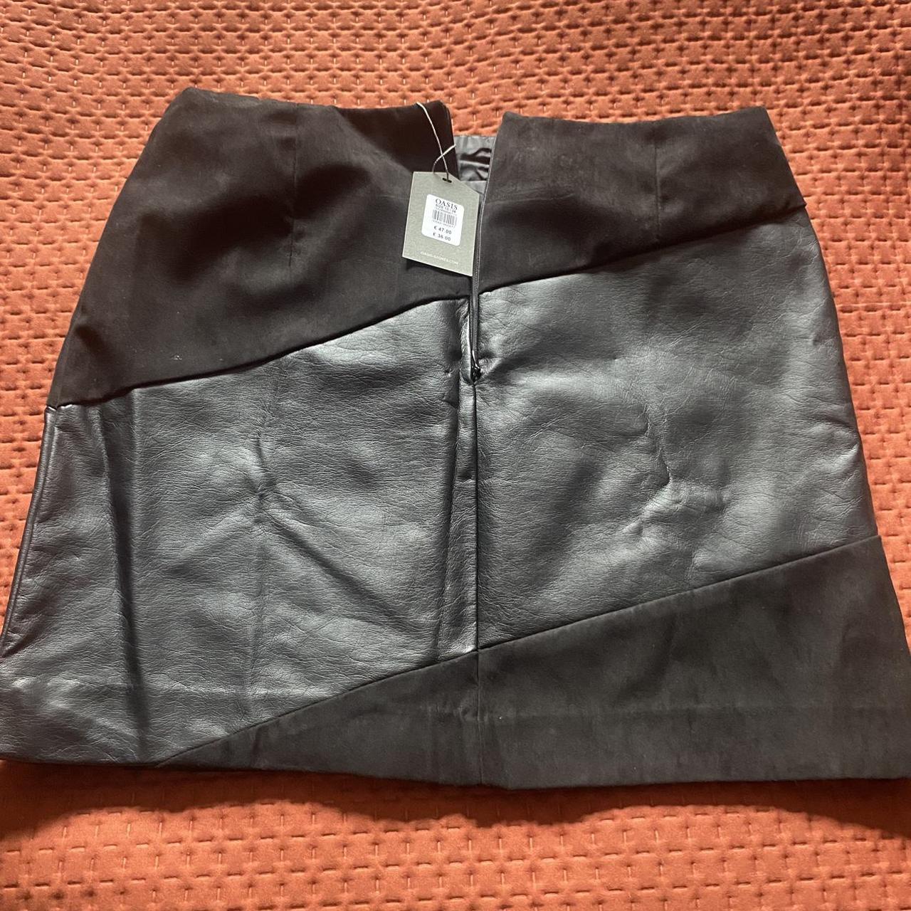 OASIS Leather faux and suede style mini skirt Size... - Depop