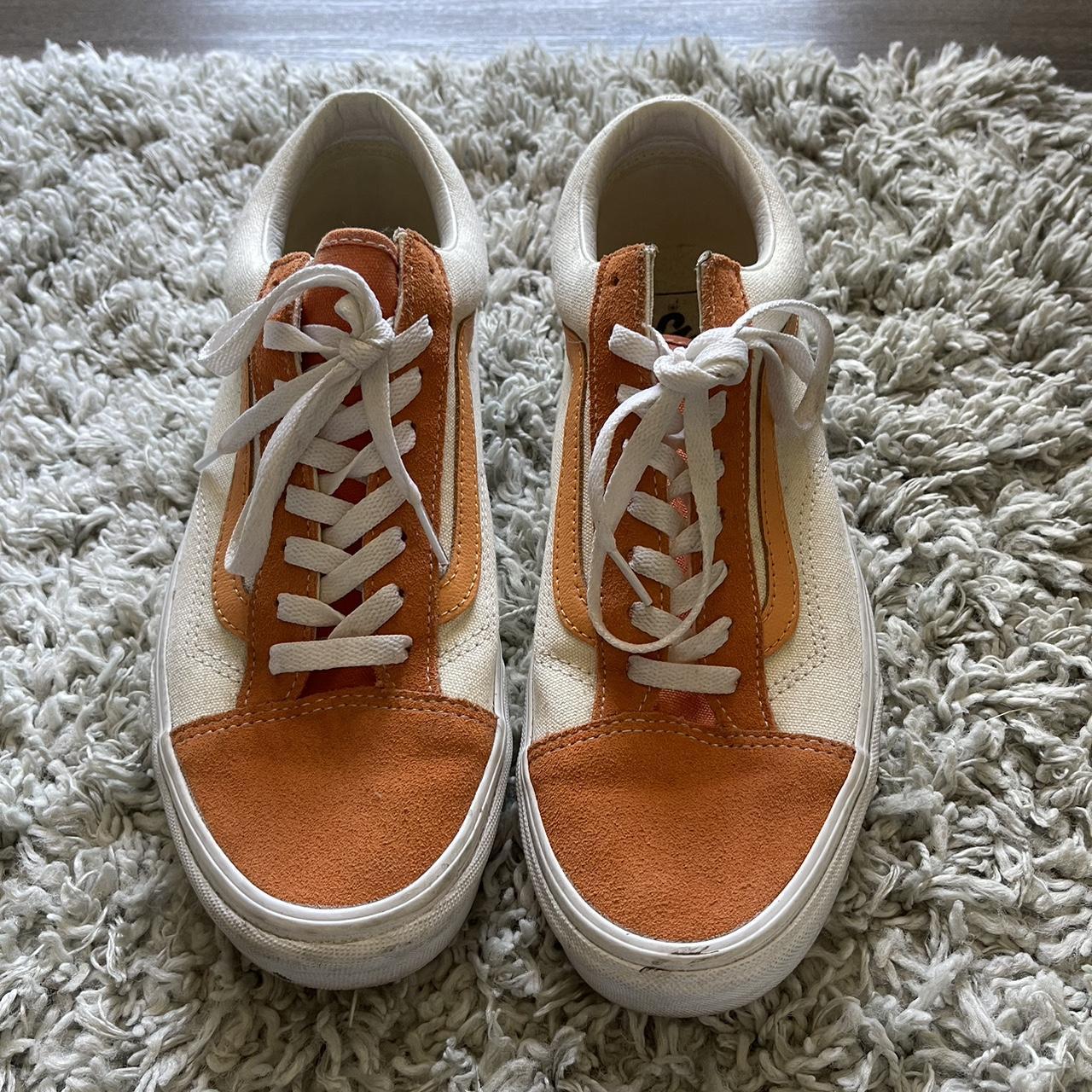Vans old skools orange Men’s size 19 - Depop