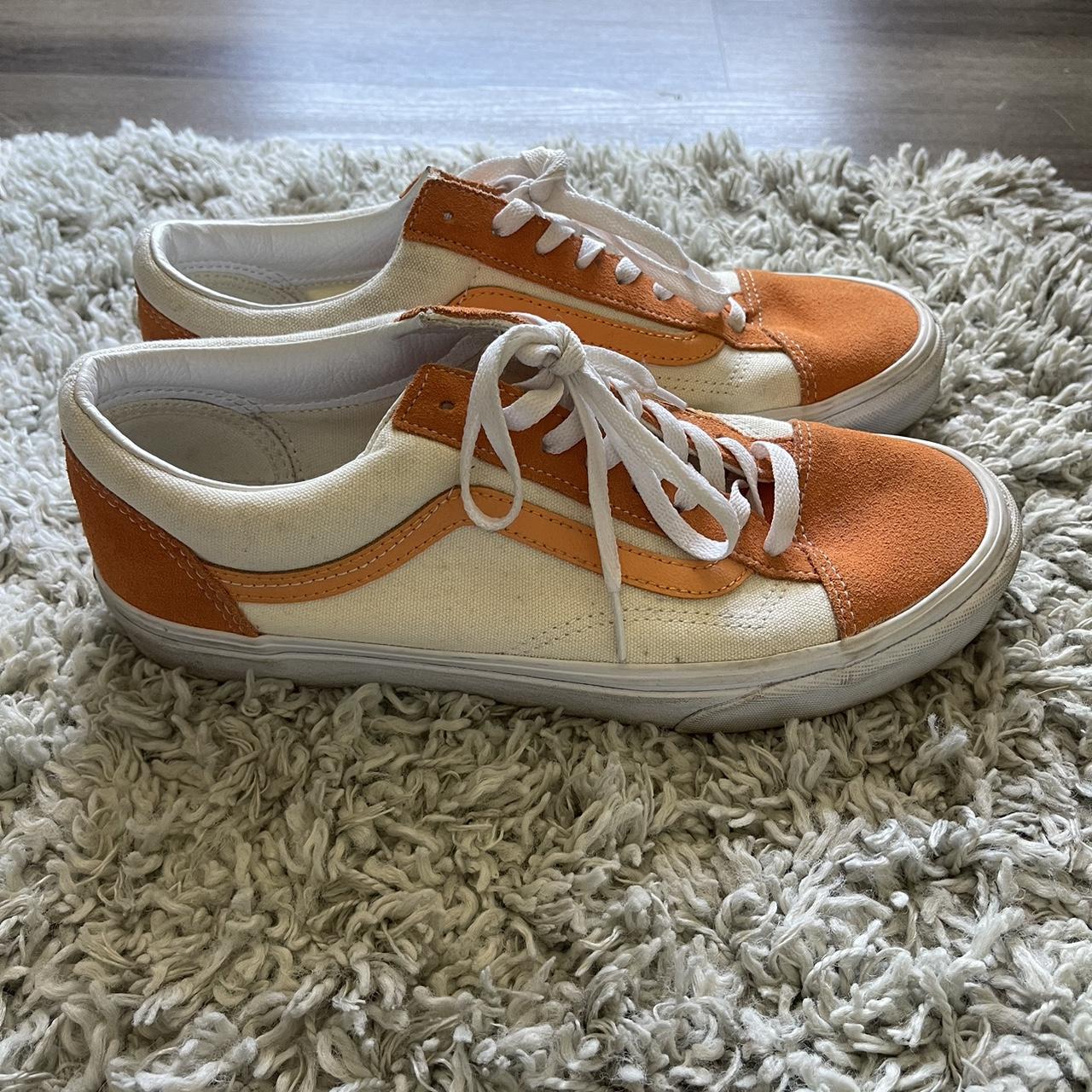 Vans old skools orange Men’s size 19 - Depop
